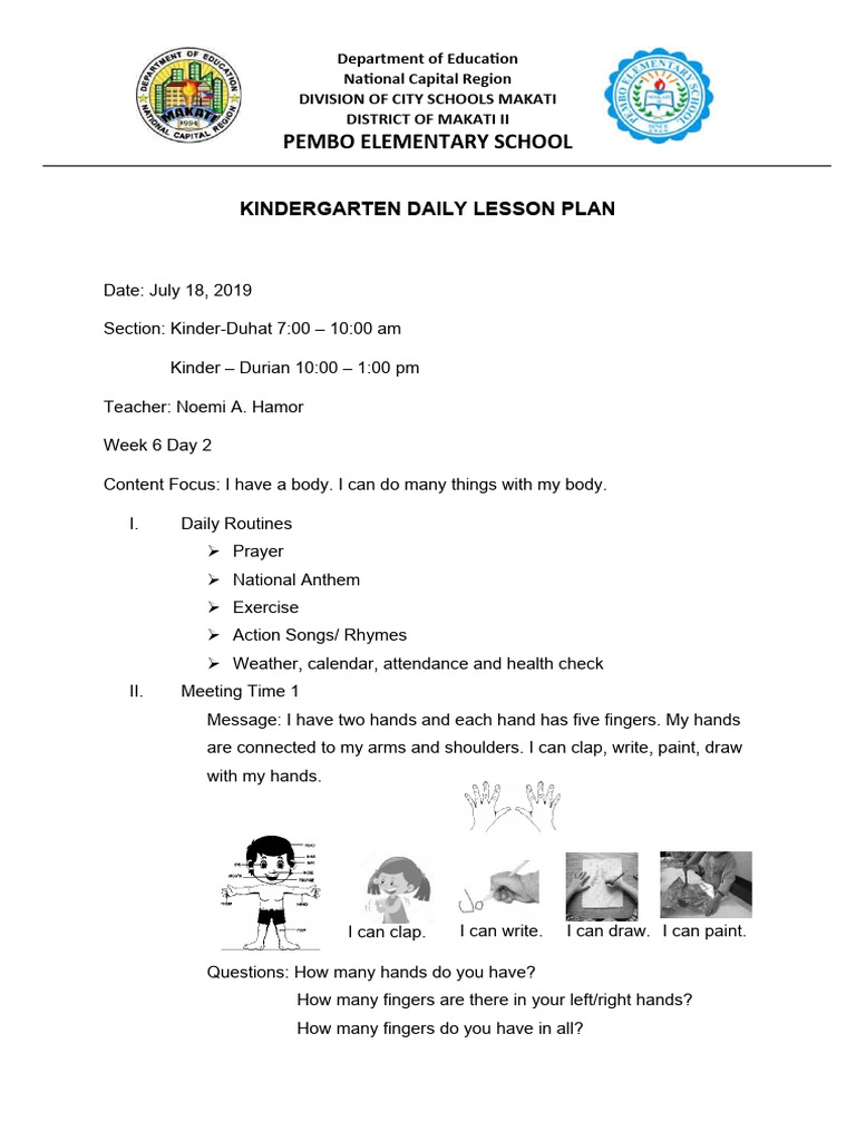 Kindergarten Lesson Plan Format | PDF | Foreign Language Studies