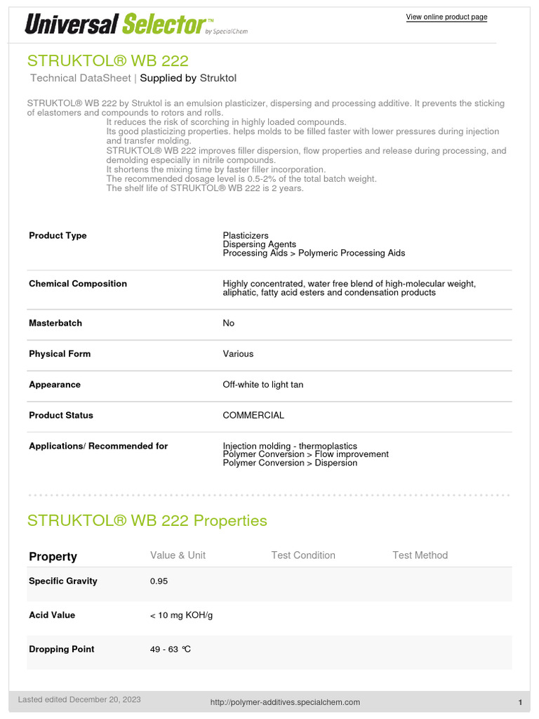 STRUKTOL® WB 222 - Struktol | PDF