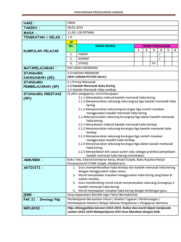 3. KAV ASAS MASAKABN 1A | PDF