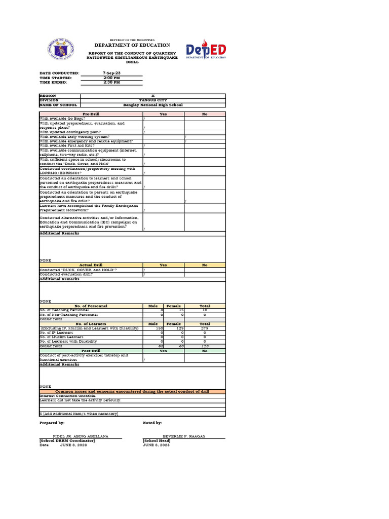 Banglay NHS 3rd NSED Monitoring Reporting Template 1 | PDF | Emergency Management