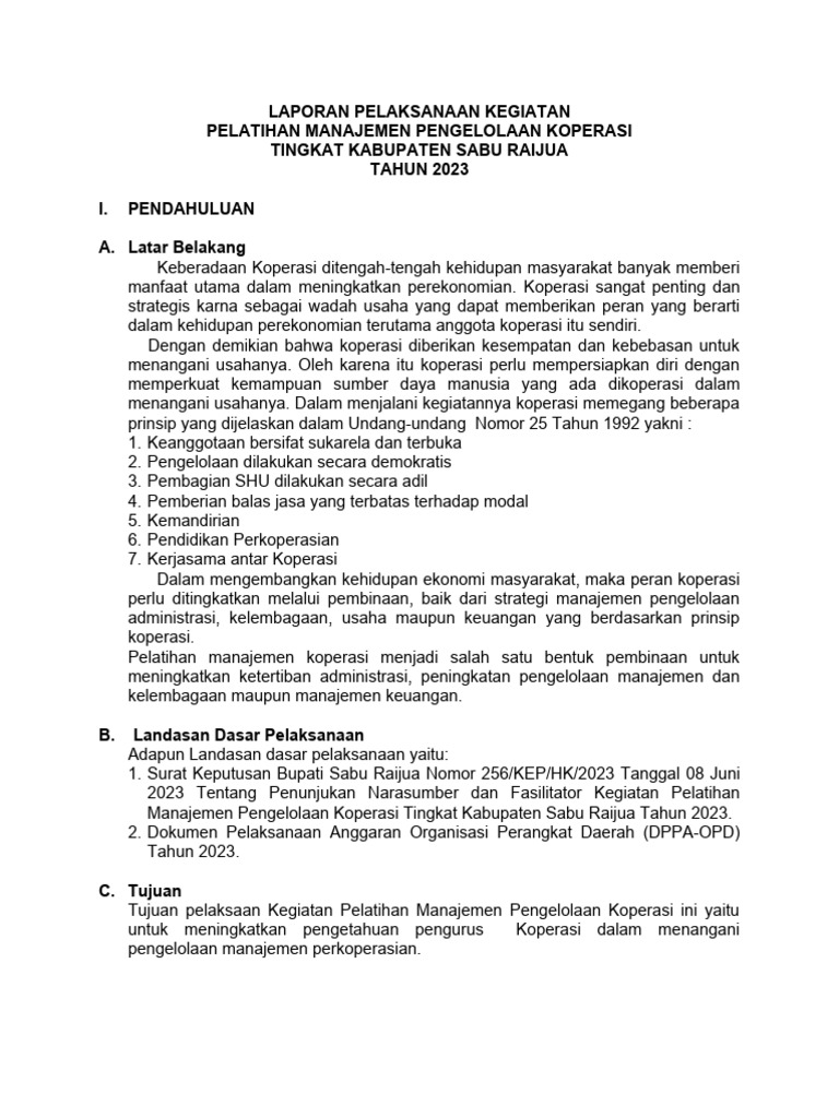 Laporan Pelaksanaan Kegiatan Pelatihan | PDF