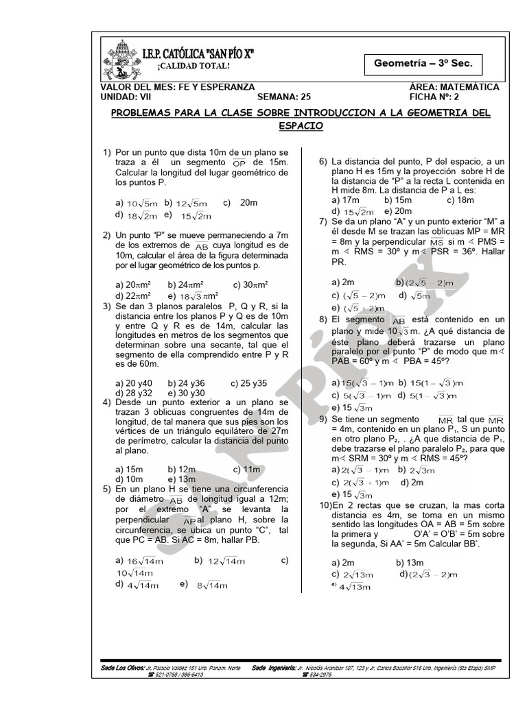 3º-7ª UNID. GEOM.F-2 CLASE GEOM. ESPACIO | PDF | Triángulo | Euclides