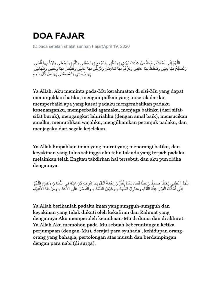 Doa Fajar | PDF