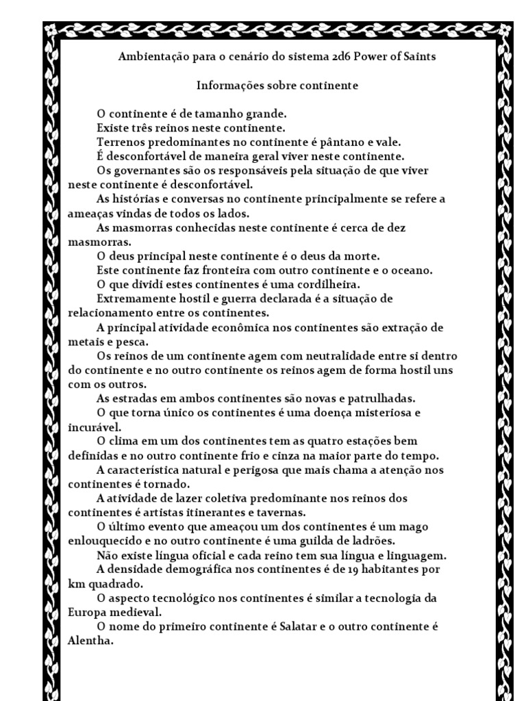 Sistema Power Of Sainsts PDF Continente Deus