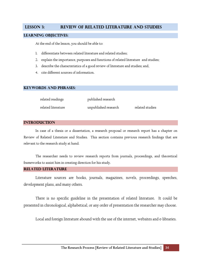 Module 1 LESSON3 - Review of Related Literarure | PDF | Thesis | Science