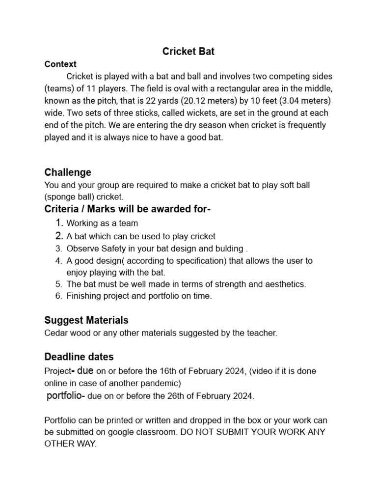 Cricket Bat Design Project Guide | PDF | Art