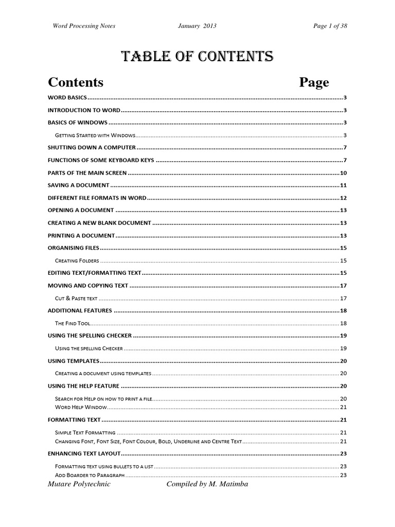 Word Processing Prac Lect Notes - COP-CA-Intro V8 | PDF | Microsoft ...