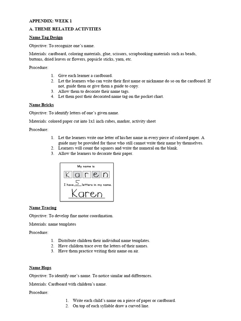 APPENDIX 8 Week Curriculum | PDF | Drawing | Shape