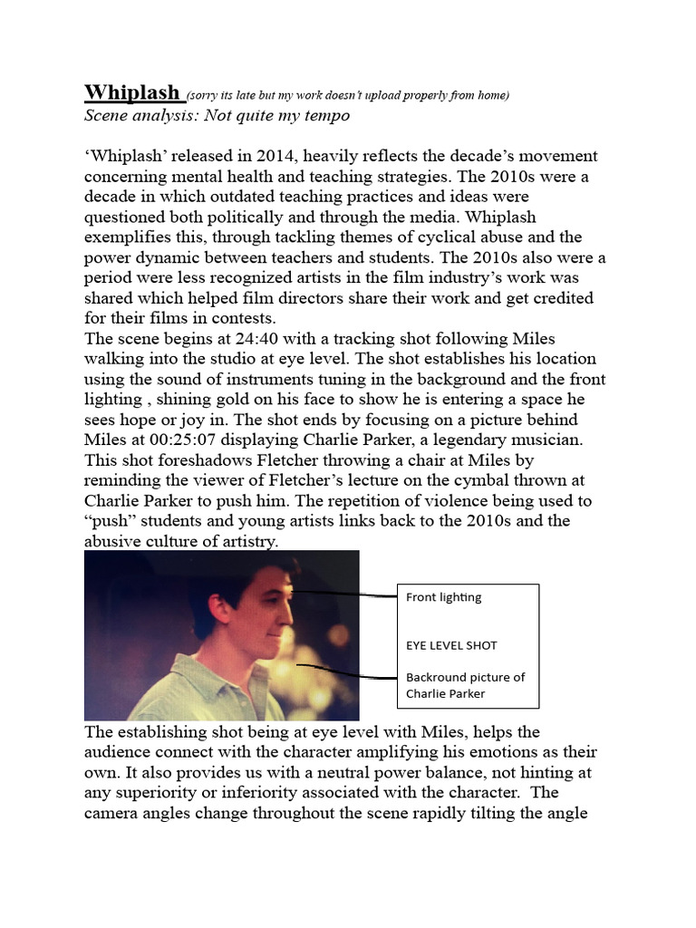 Whiplash Scene Analysis: Not Quite My Tempo | PDF
