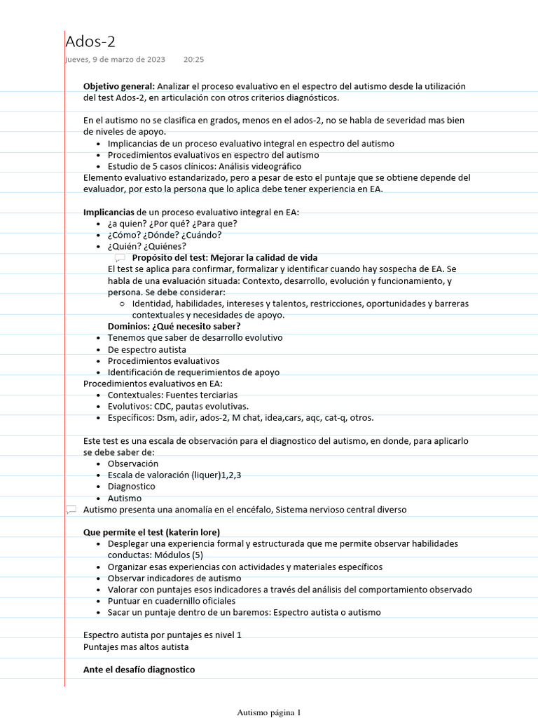Ados-2 | PDF | Espectro autista | Sicología