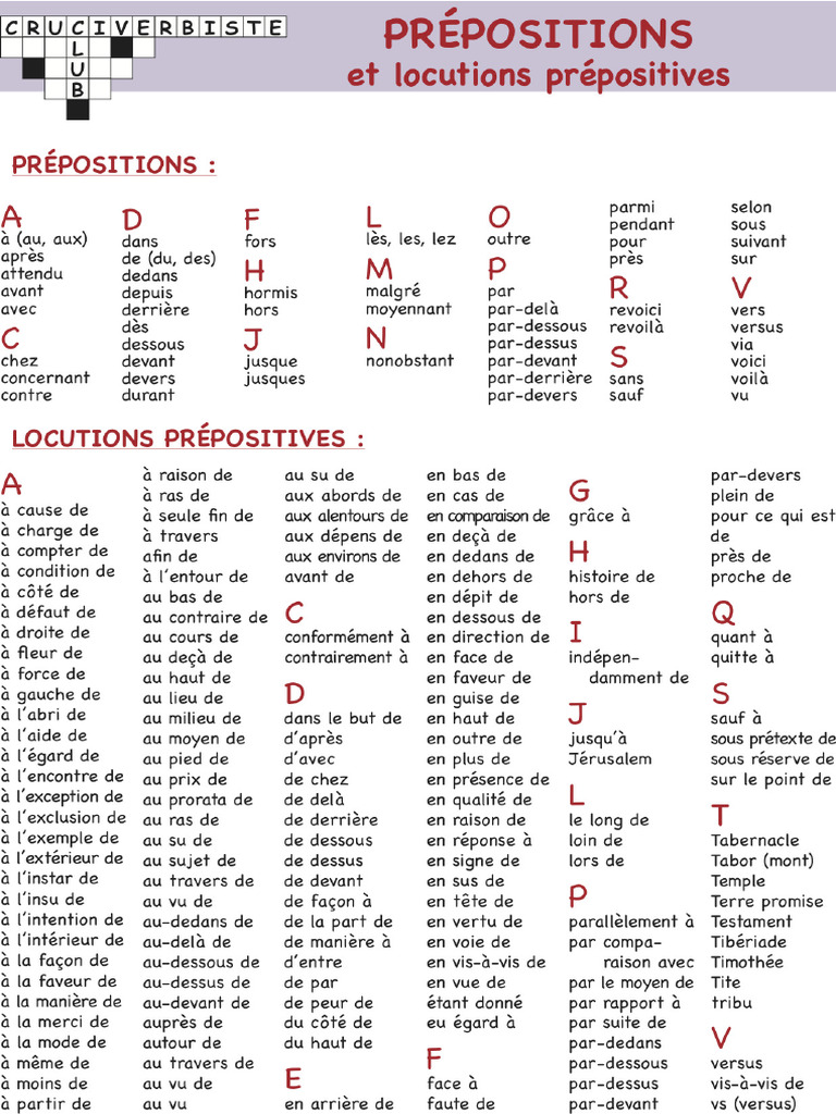 Prépositions 2 | PDF