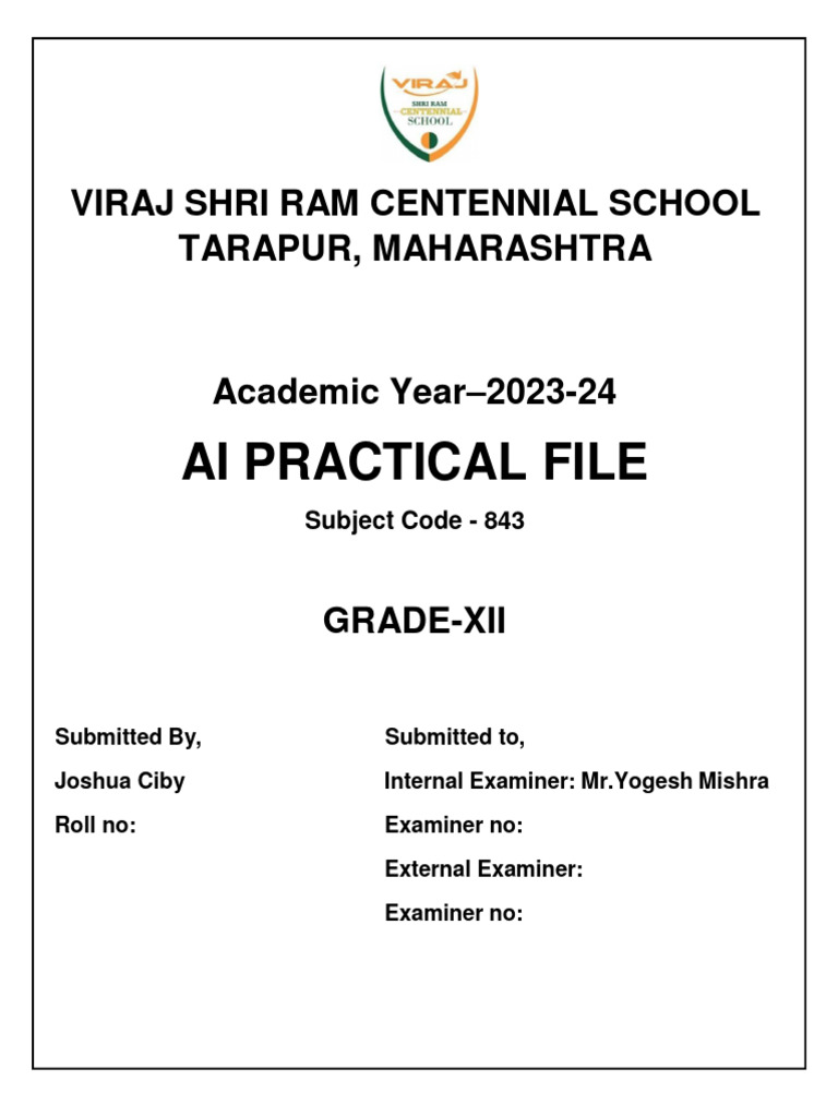 Practical File 2023-24 Joshua | PDF