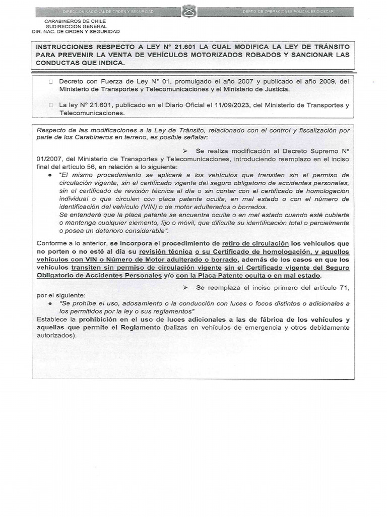 Instrucciones Ley #21.601 | PDF