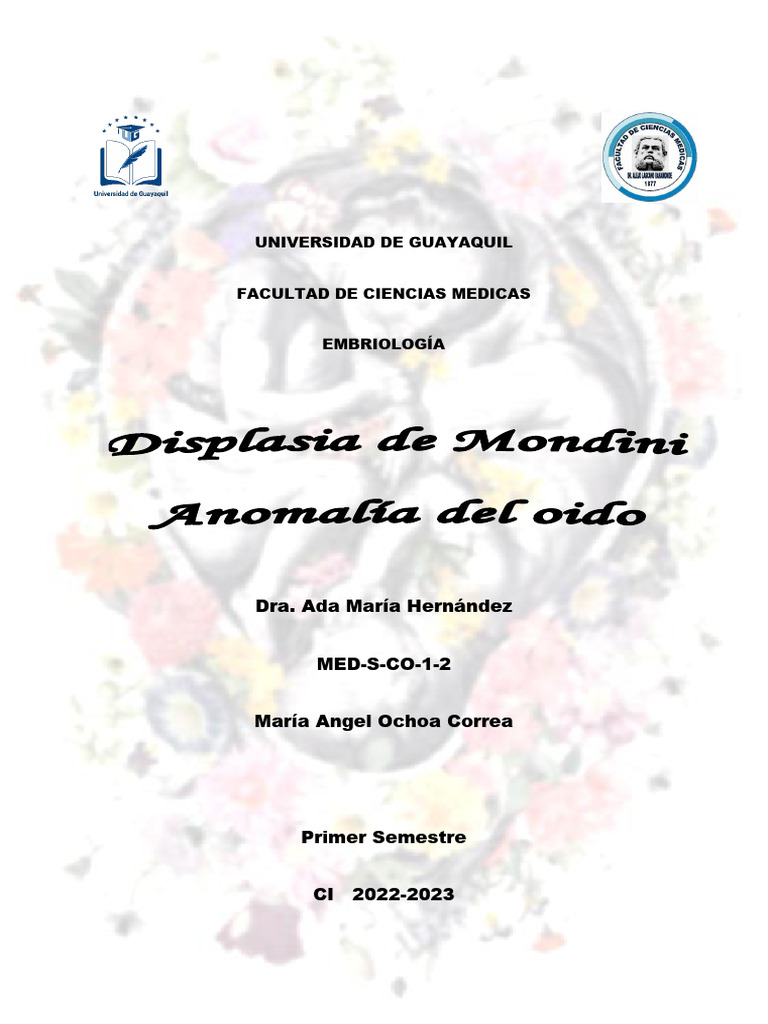 Displasia de Mondini: Causas y Tratamientos | PDF | Escuchando | Oído