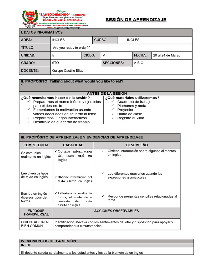 Ready For Order (4ta Semana) | PDF | Aprendizaje | Modificación de ...