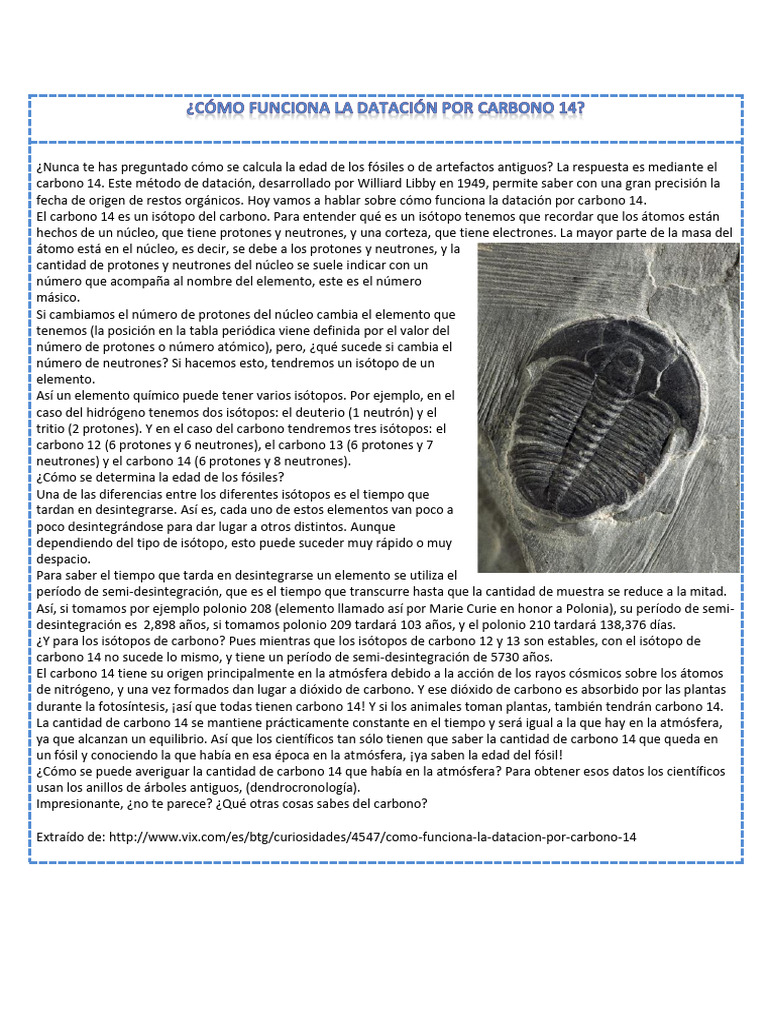 Cómo funciona la datación por carbono 14 | PDF | Ciencia y matemáticas