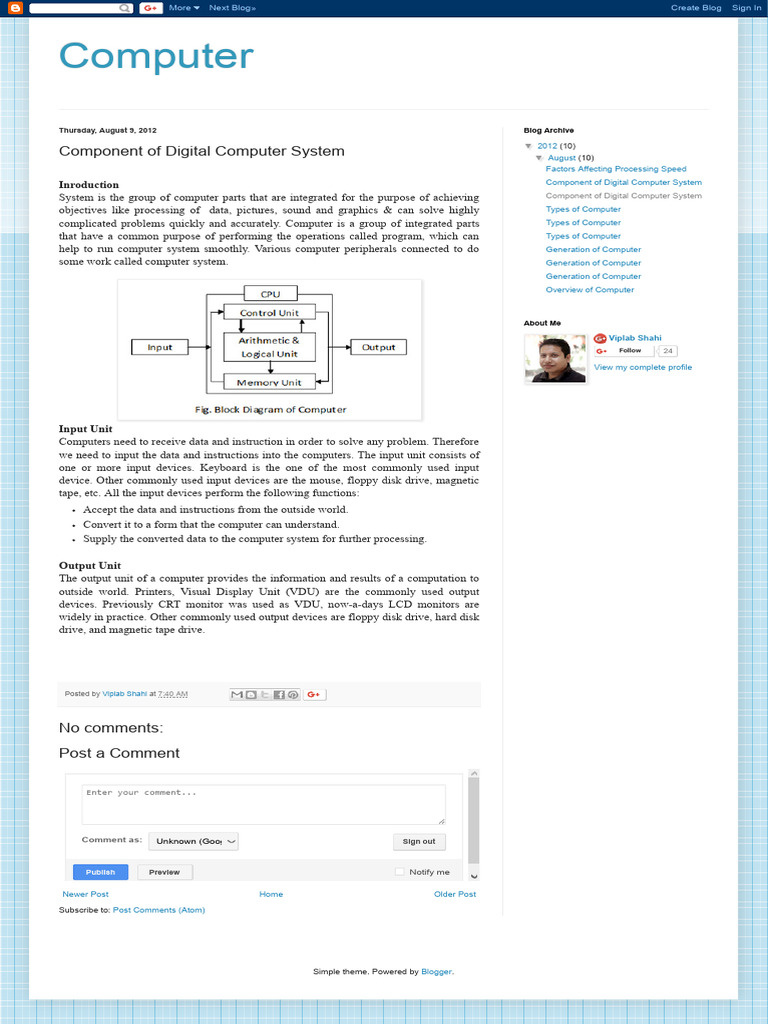 Computer Component of Digital Computer System | PDF | Input/Output | Computer Monitor