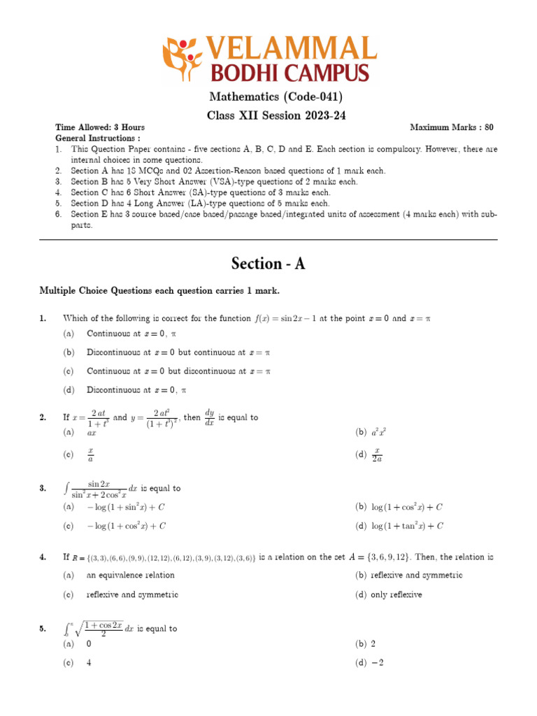 Bodhi Anup XII Maths - 16 | PDF