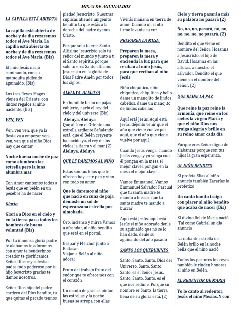 misa de aguinaldo | PDF | María, madre de Jesús | Misa (liturgia) misa de aguinaldo | PDF | María, madre de Jesús | Misa (liturgia)