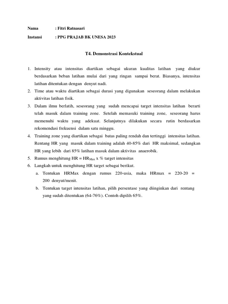 T4. Demonstrasi Kontekstual - Kebugaran | PDF