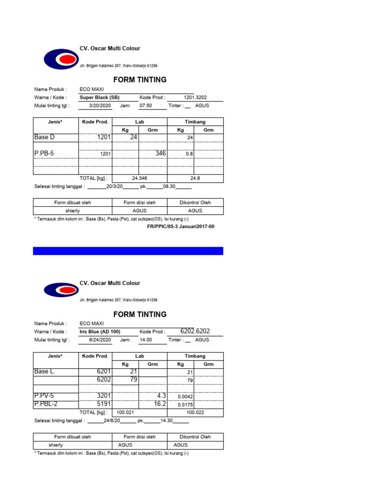 Formula Tinting Juli 2020 | PDF