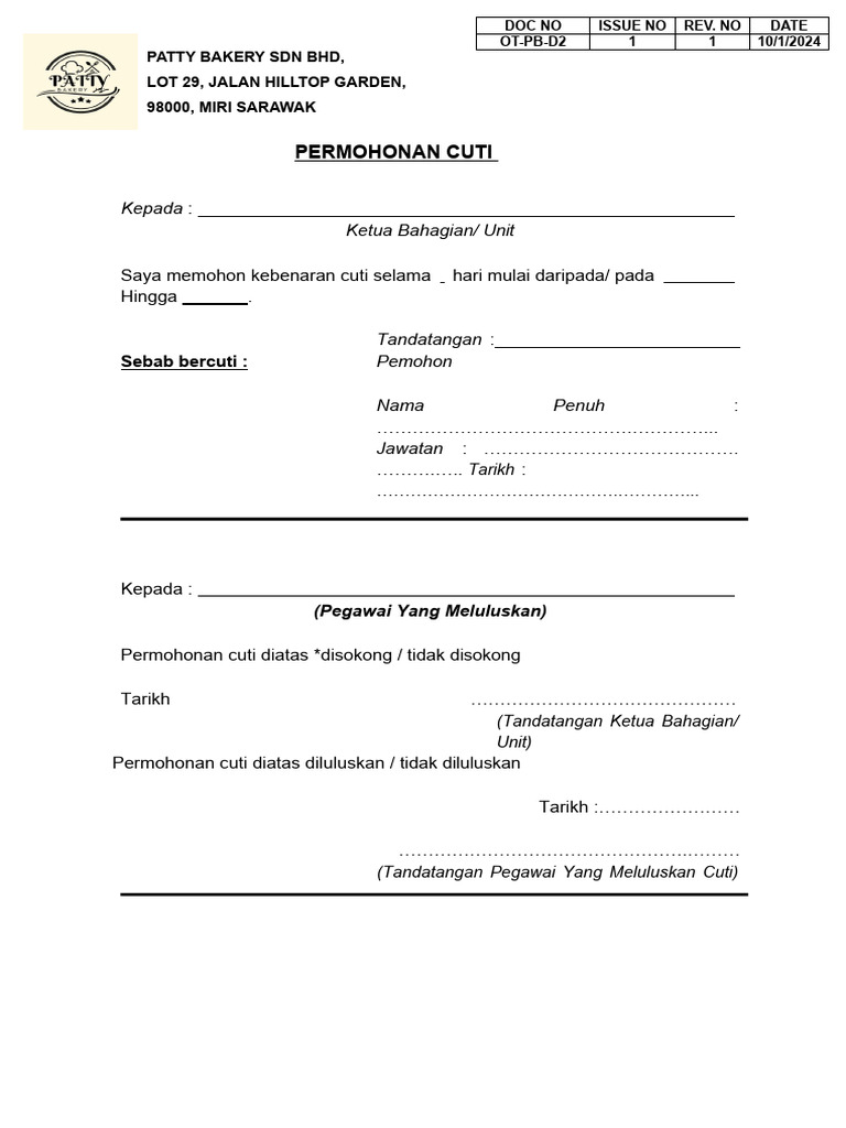 Update Borang Cuti | PDF | Hukum