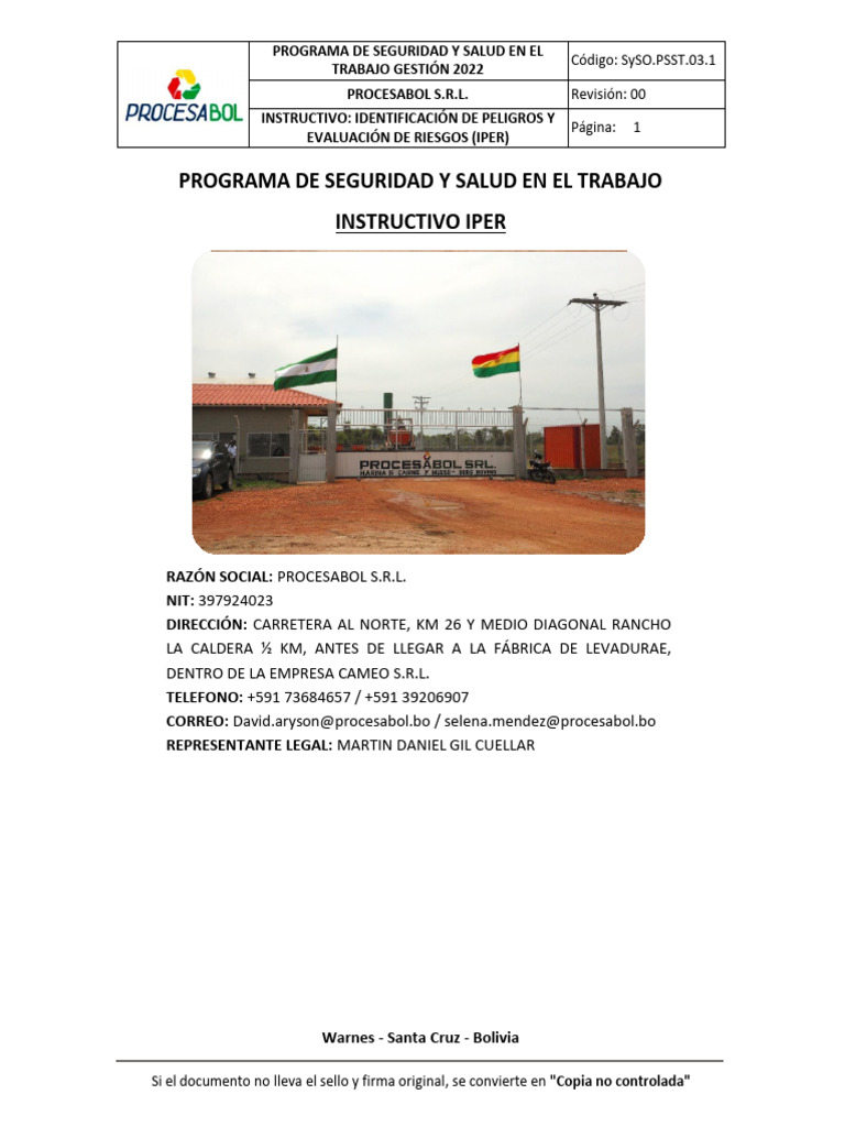 Procesabol PSST 03.1 Instructivo Iper | PDF