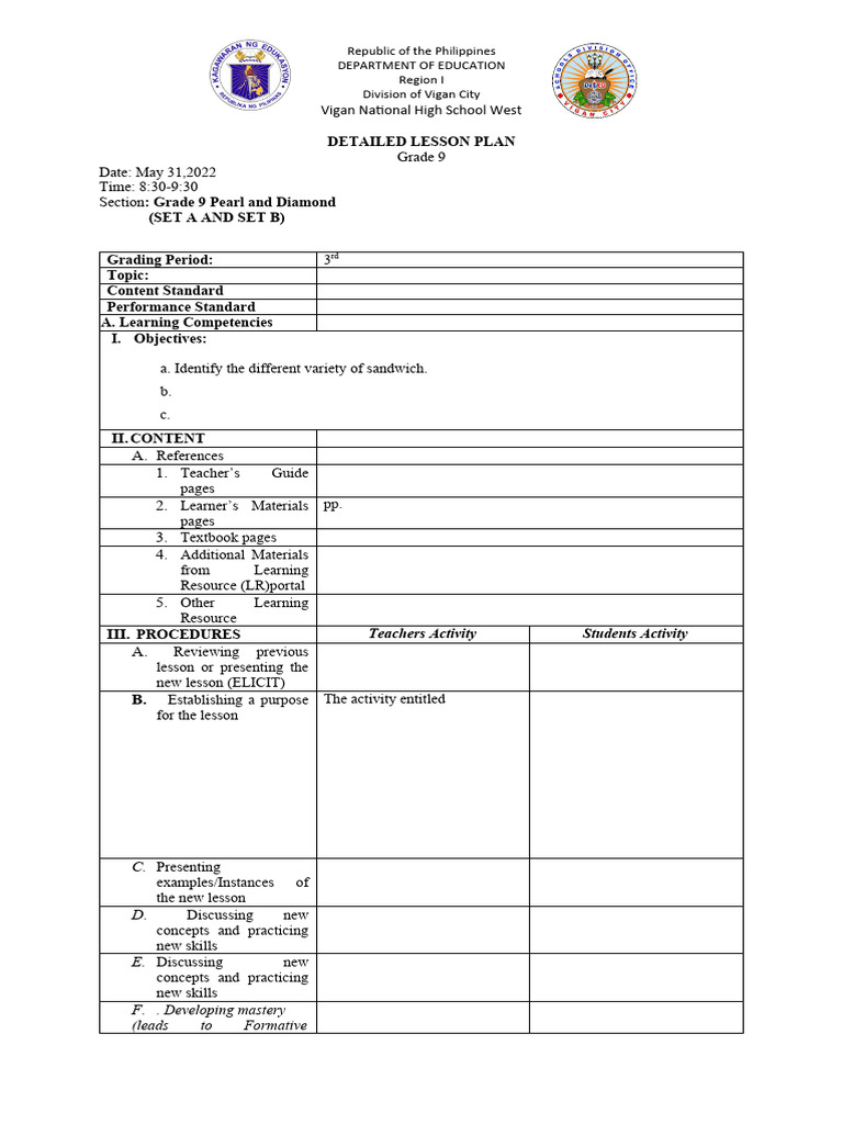 DLP 1 Grade 9 4 Weeks | PDF