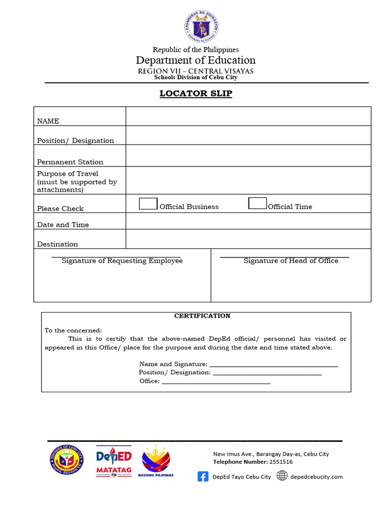 Locator Slip Template | PDF