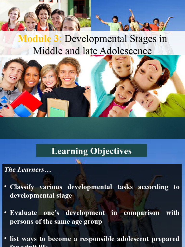 Module 3 Developmental Stages in Middle and Late Adolescence | PDF