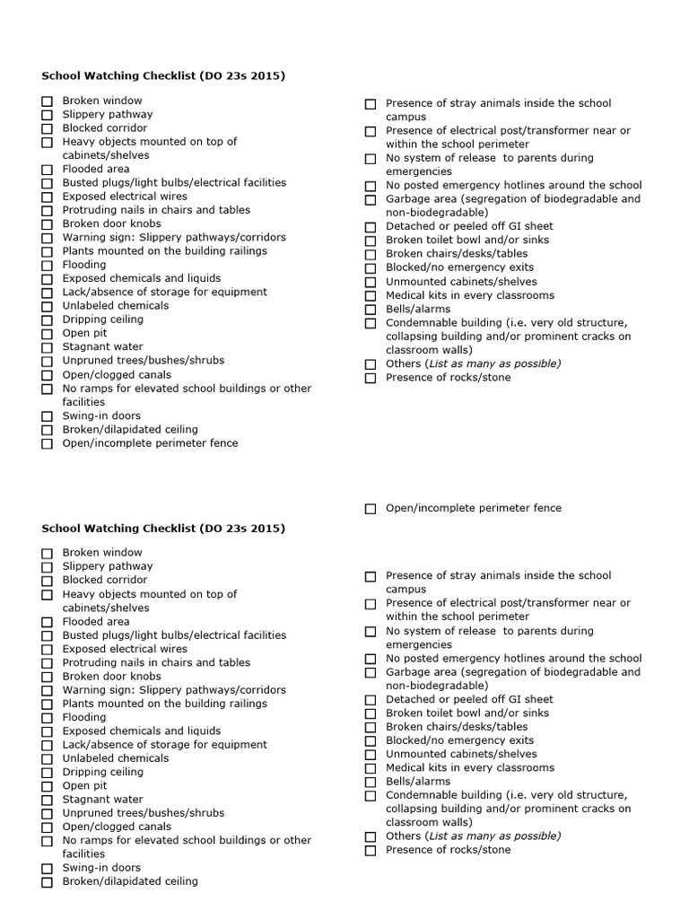 School Watching Checklist | PDF