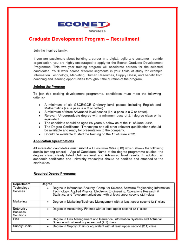 Graduate Trainee Advert 1 | PDF | Academic Degree | Business