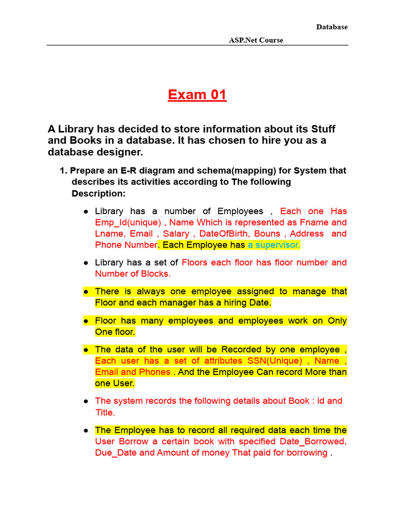 Database Exam Part1 | PDF