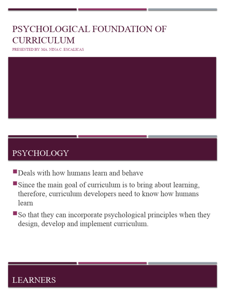 Psychological Foundations of Curriculum | PDF