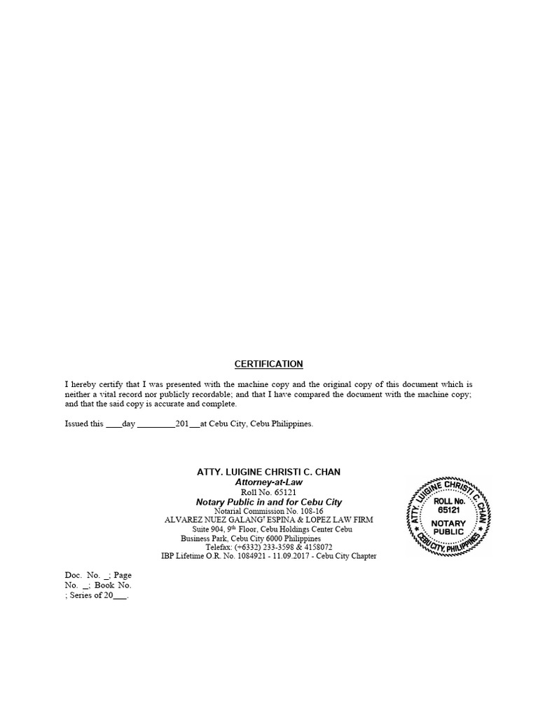 Copy Certification Notarial PDF Free | PDF