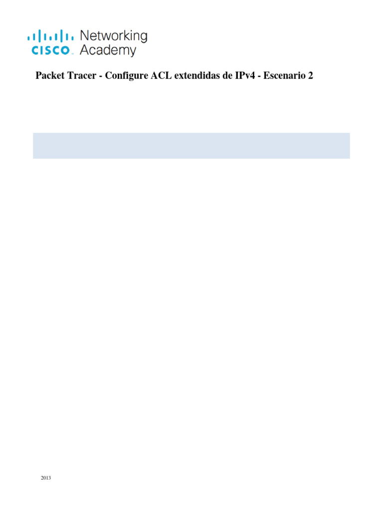 5.4.13 Packet Tracer - Configure Extended IPv4 ACLs - Scenario 2 - ILM | PDF | Dirección IP ...