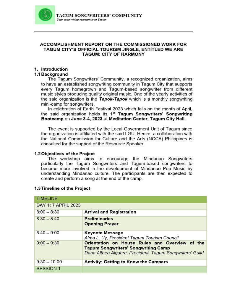 Accomplishment Report On The Commissioned Work For Tagum City | PDF | Art