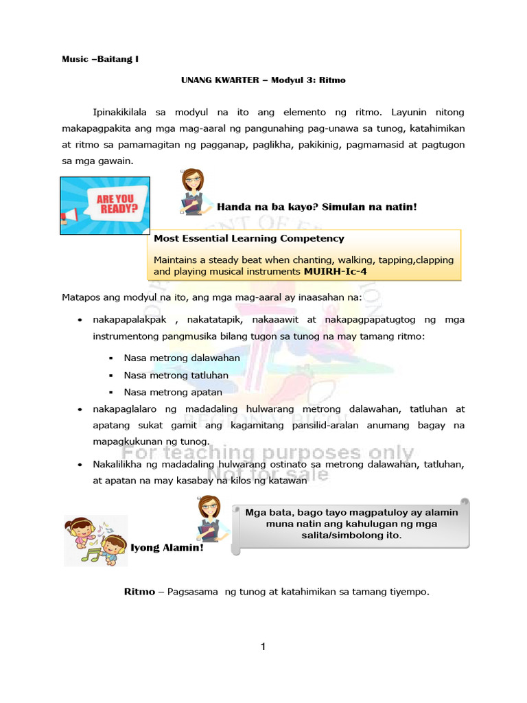 MUSIC Quarter 1 Module 3 | PDF