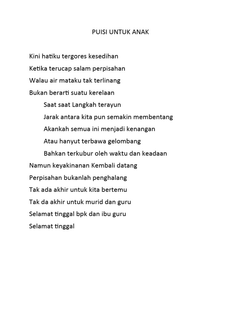 Puisi Untuk Anak | PDF
