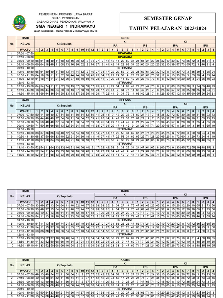 Jadwal KBM Genap 2023 - 2024 Revisi | PDF