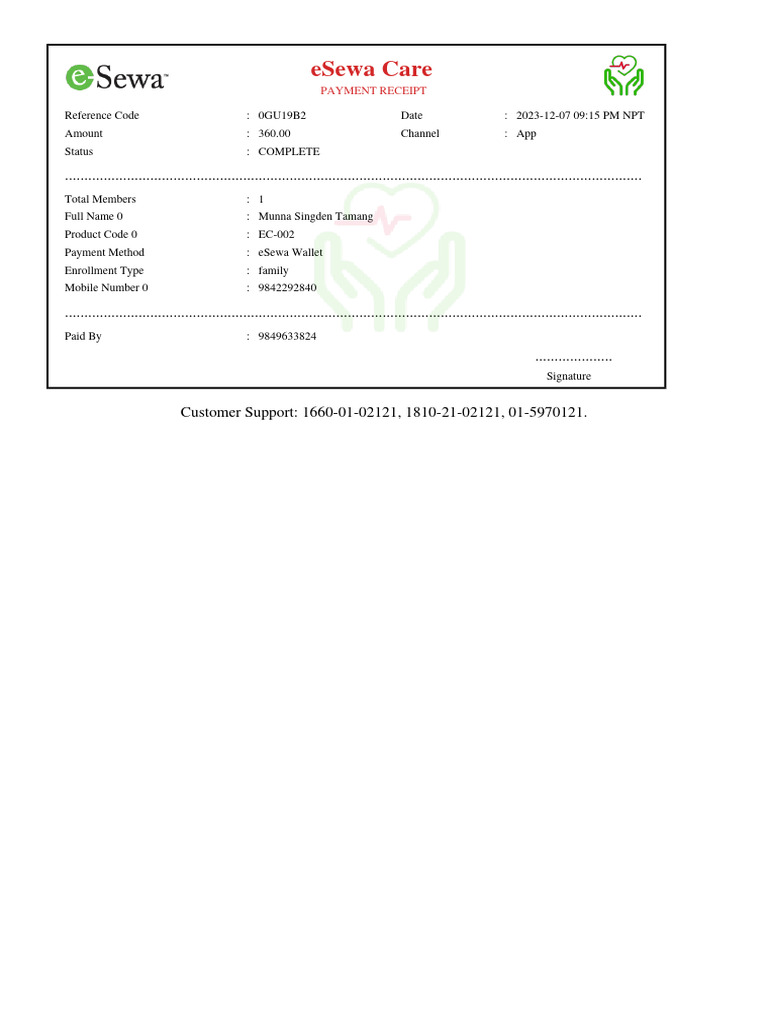 eSewa Payment Confirmation | PDF
