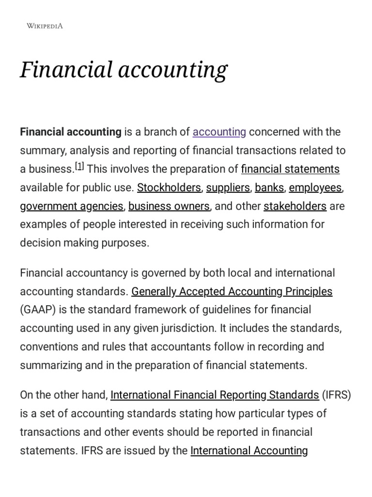 Financial Accounting - Wikipedia | PDF | Debits And Credits | Financial ...