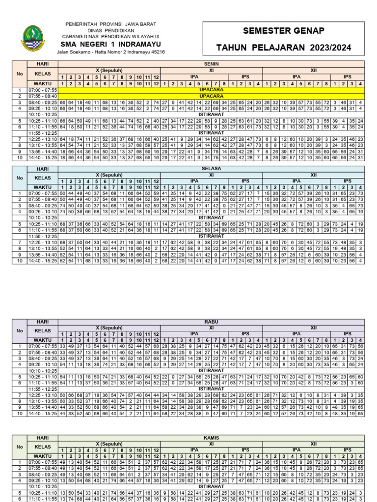 Jadwal KBM Genap 2023 - 2024 | PDF