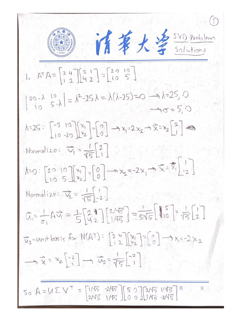 SVD Problems Solutions | PDF