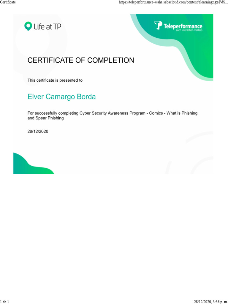 Certificate of Cyber Security | PDF
