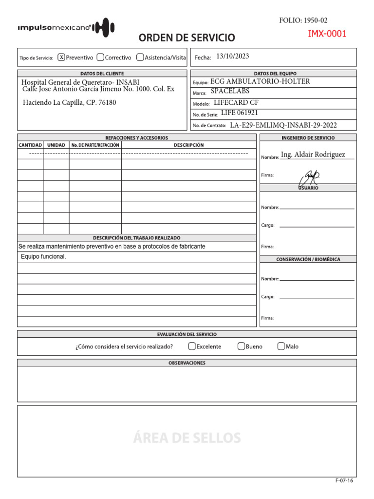 ORDEN DE SERVICIO IMX 061921 | PDF