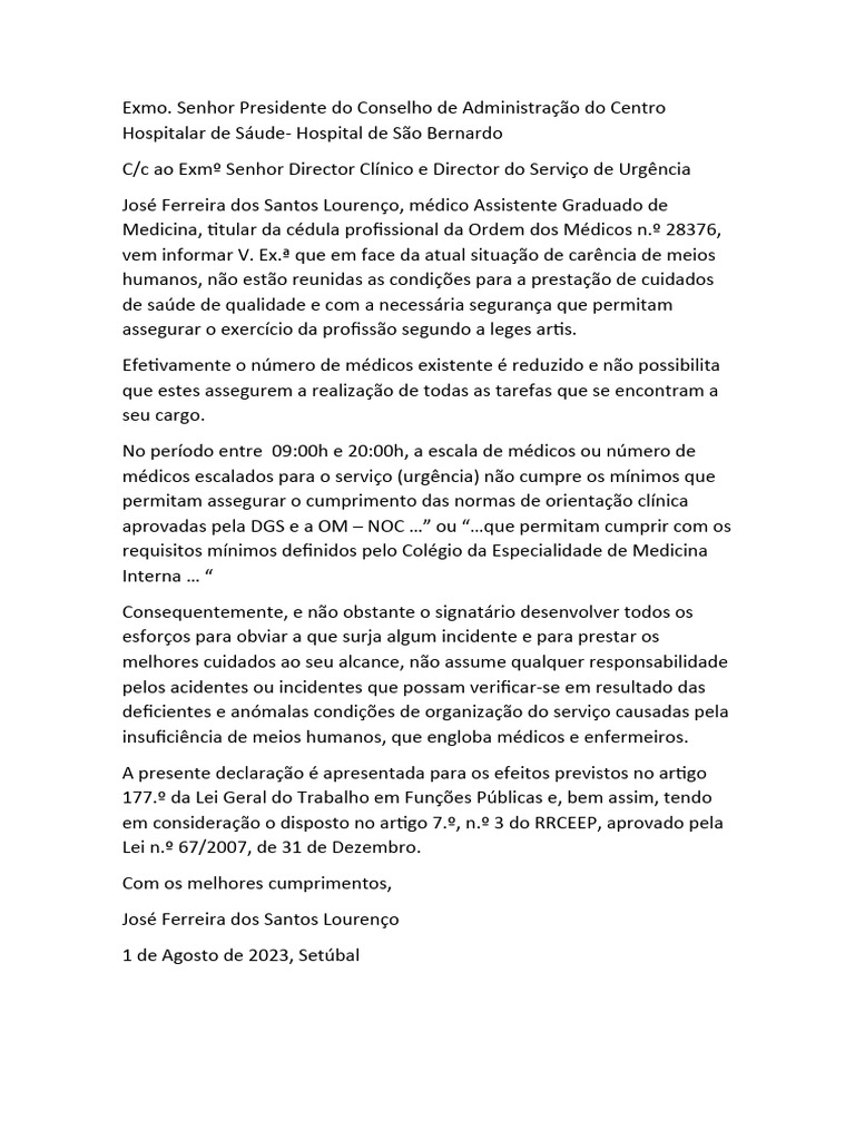 Escusa de Responsabilidade Médica | PDF