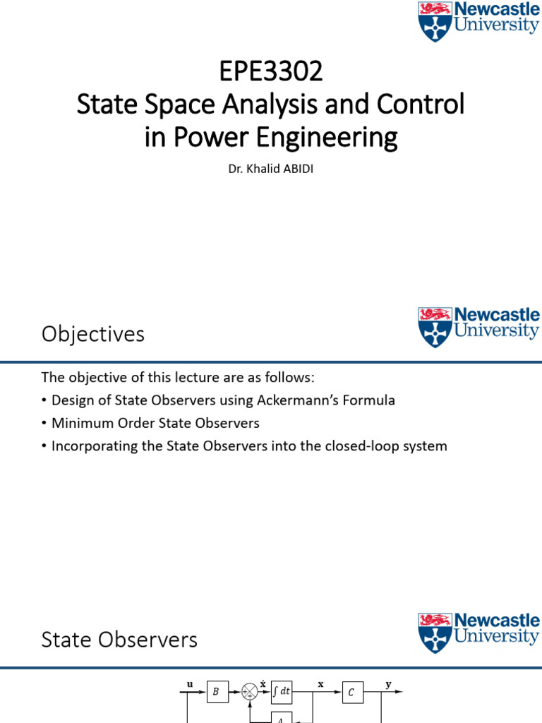 EPE3302 Lecture 8 Controller Design Using Pole Placement | PDF ...