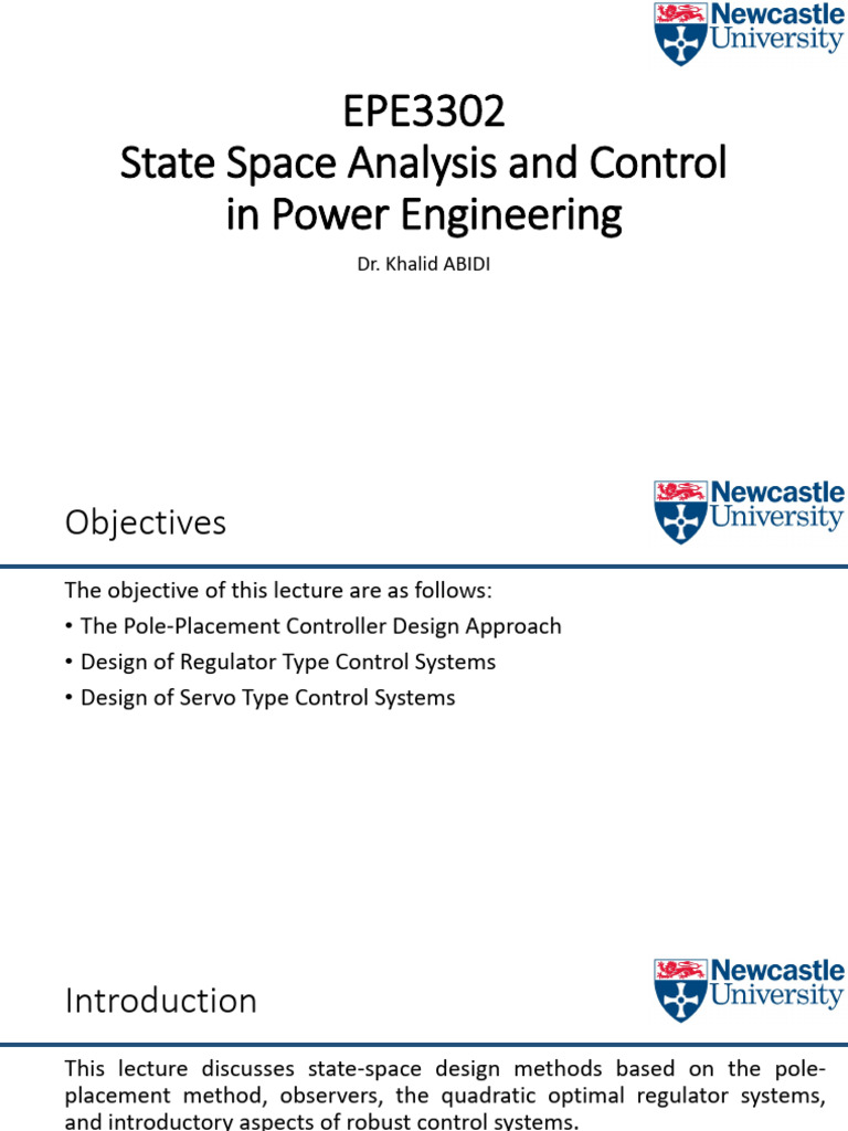 EPE3302 Lecture 6 Controller Design Using Pole Placement | PDF | Control Theory | Eigenvalues ...