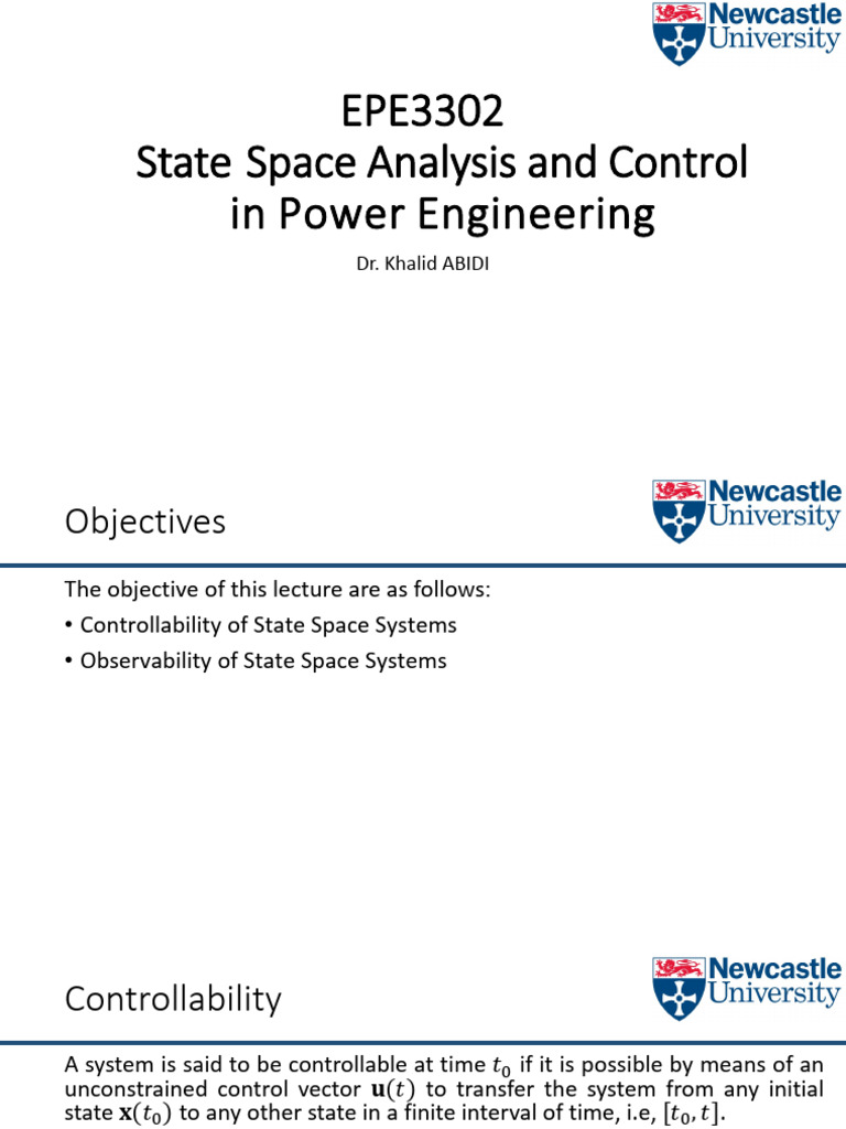 Controllability and Observability in Control Systems | PDF | Matrix ...